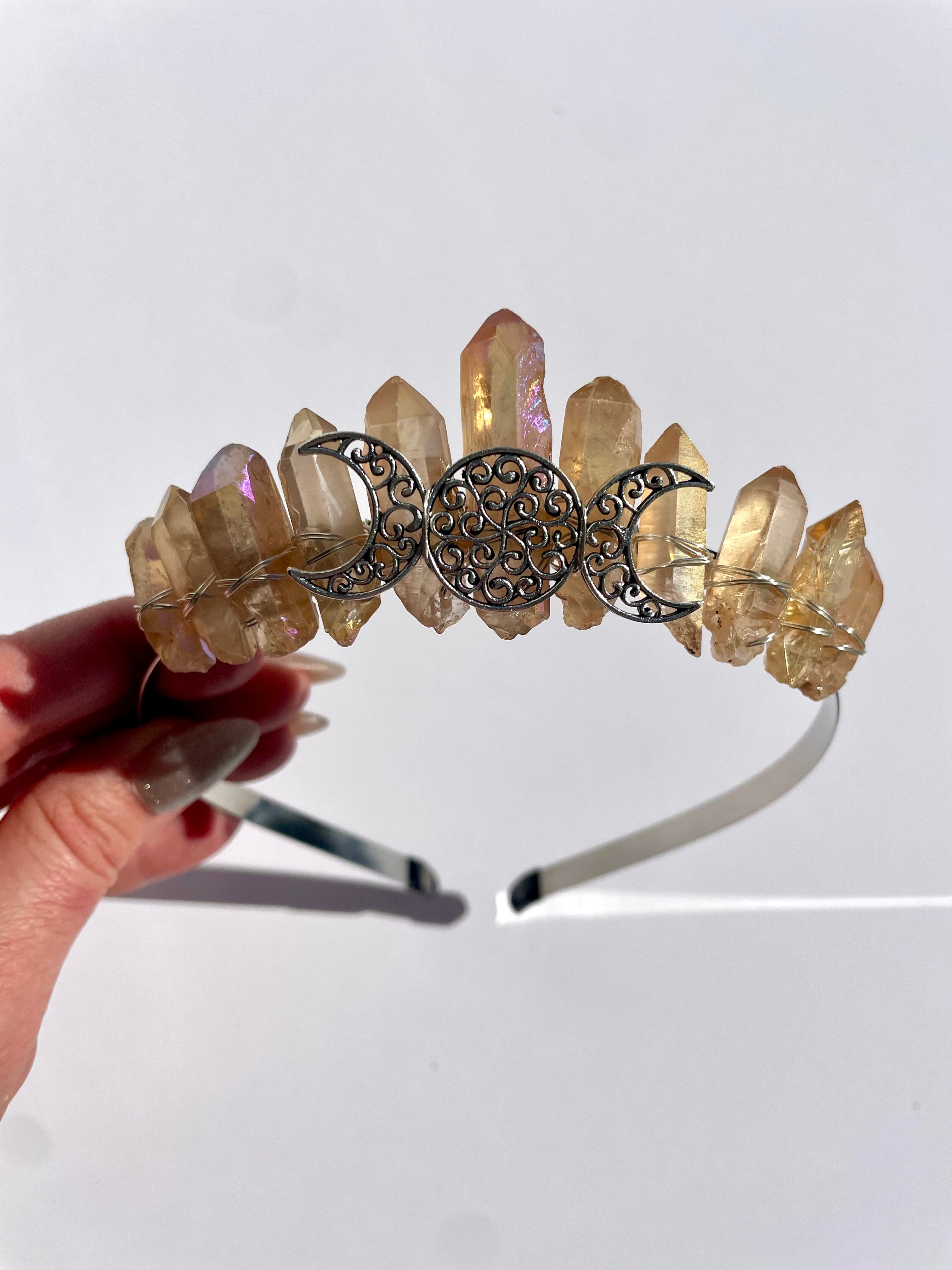 Golden Aura Quartz Crystal Crown – My Metaphysical Maven